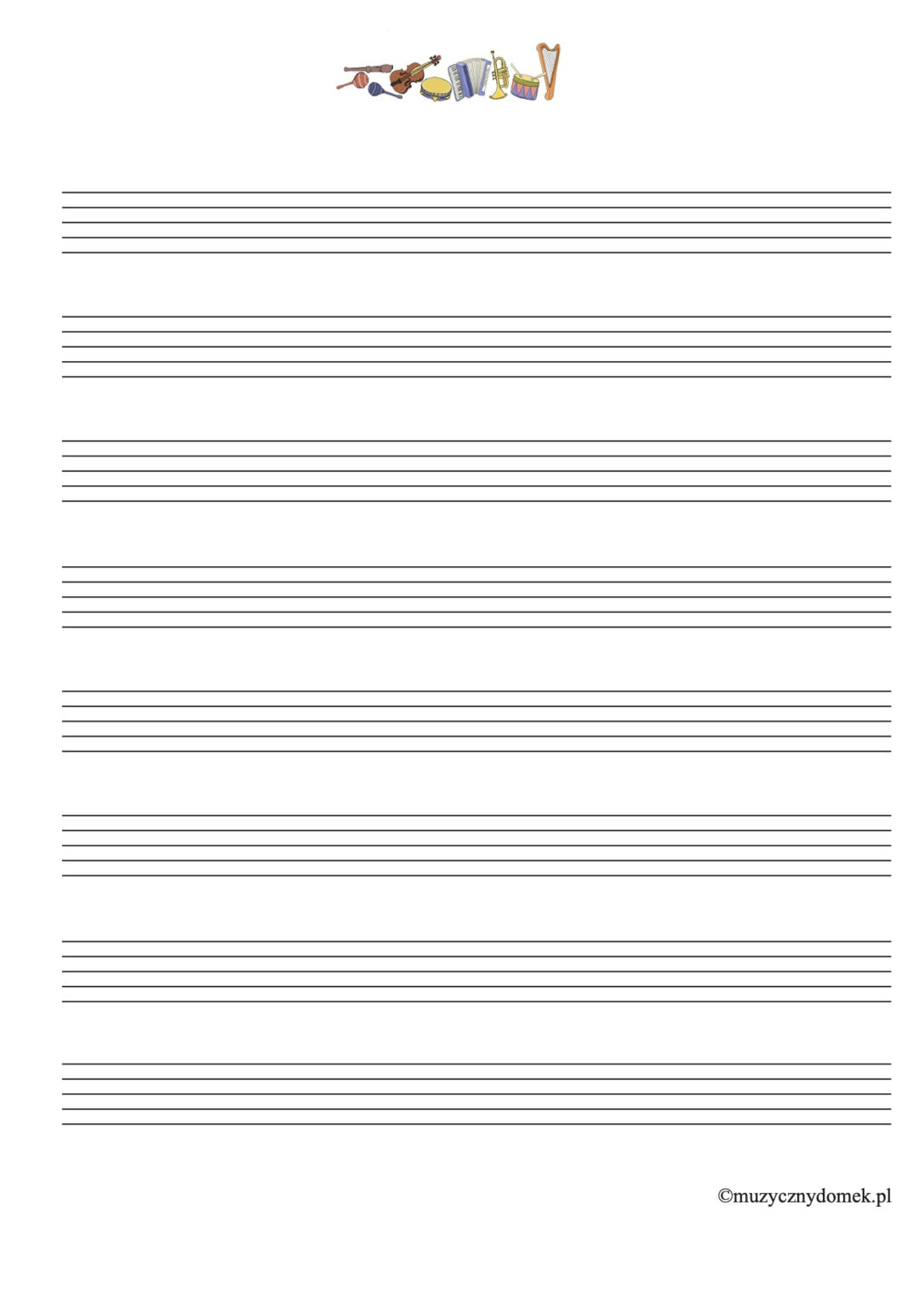 Pięciolinie do pobrania za darmo - MUZYCZNY DOMEK