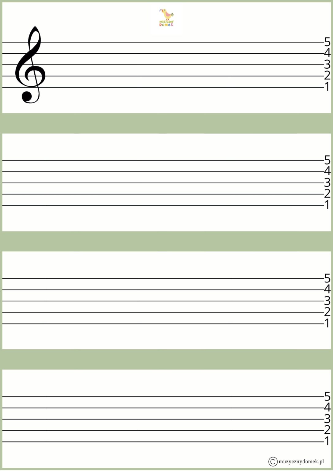 Pięciolinia dzielona do nauki pisania nut do pobrania za darmo ...